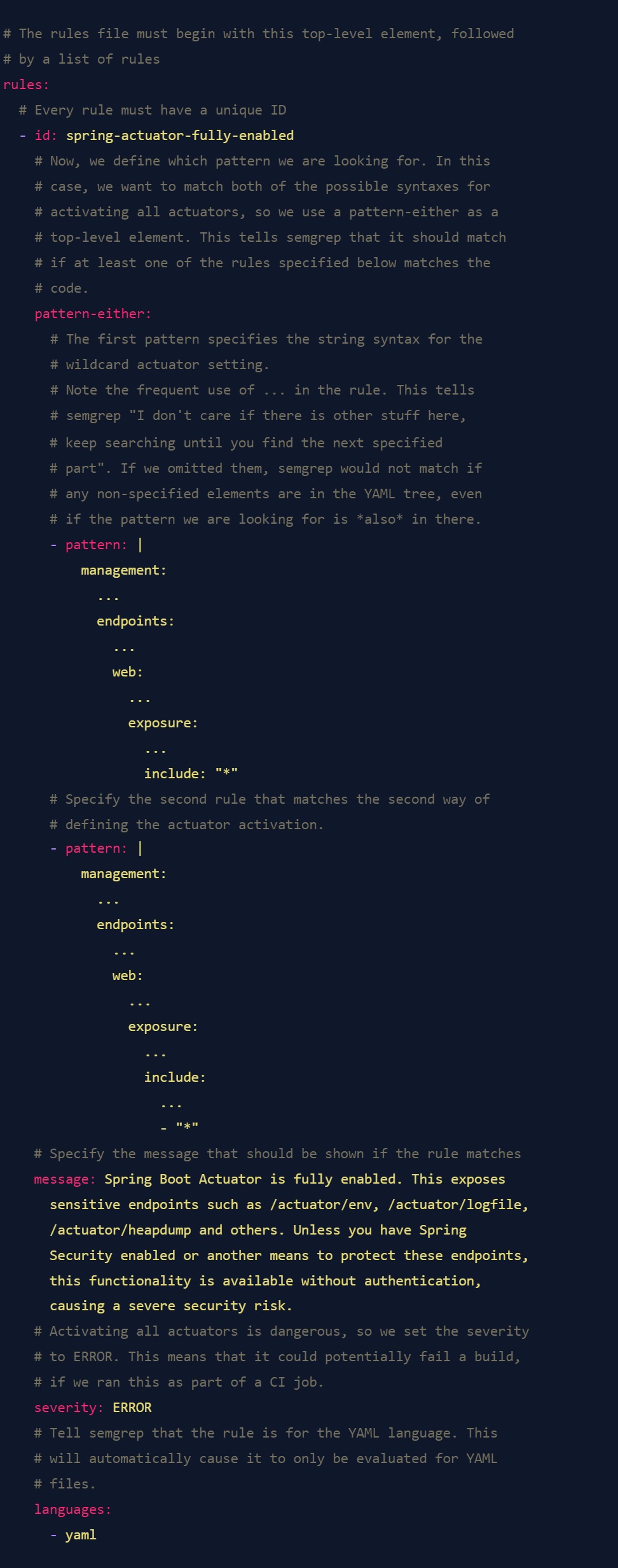 Finding Actuators using Static Code Analysis with semgrep: Spring Actuator Security Part 2